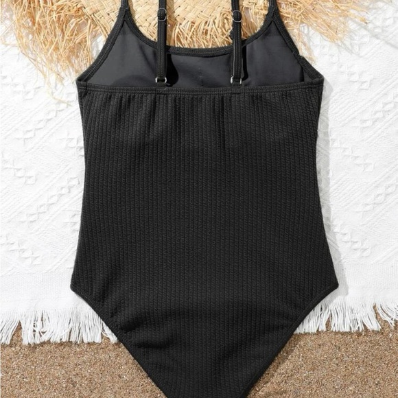 SHEIN | Swim | Shein Girls Black Solid Smocked One Piece Swimsuit Size 9y | Poshmark